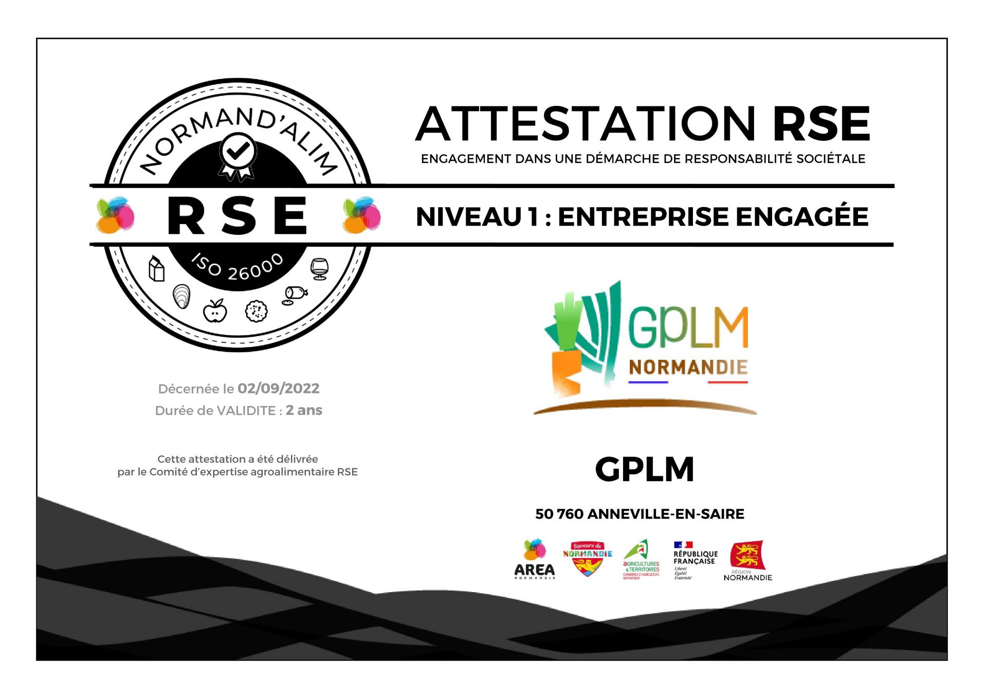 LE GPLM reconnu engagé RSE niveau 1 | GPLM